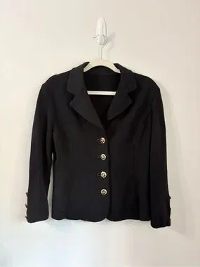 St. John | Jackets & Coats | Stjohn Santana Knit Blazer Black Gold ...